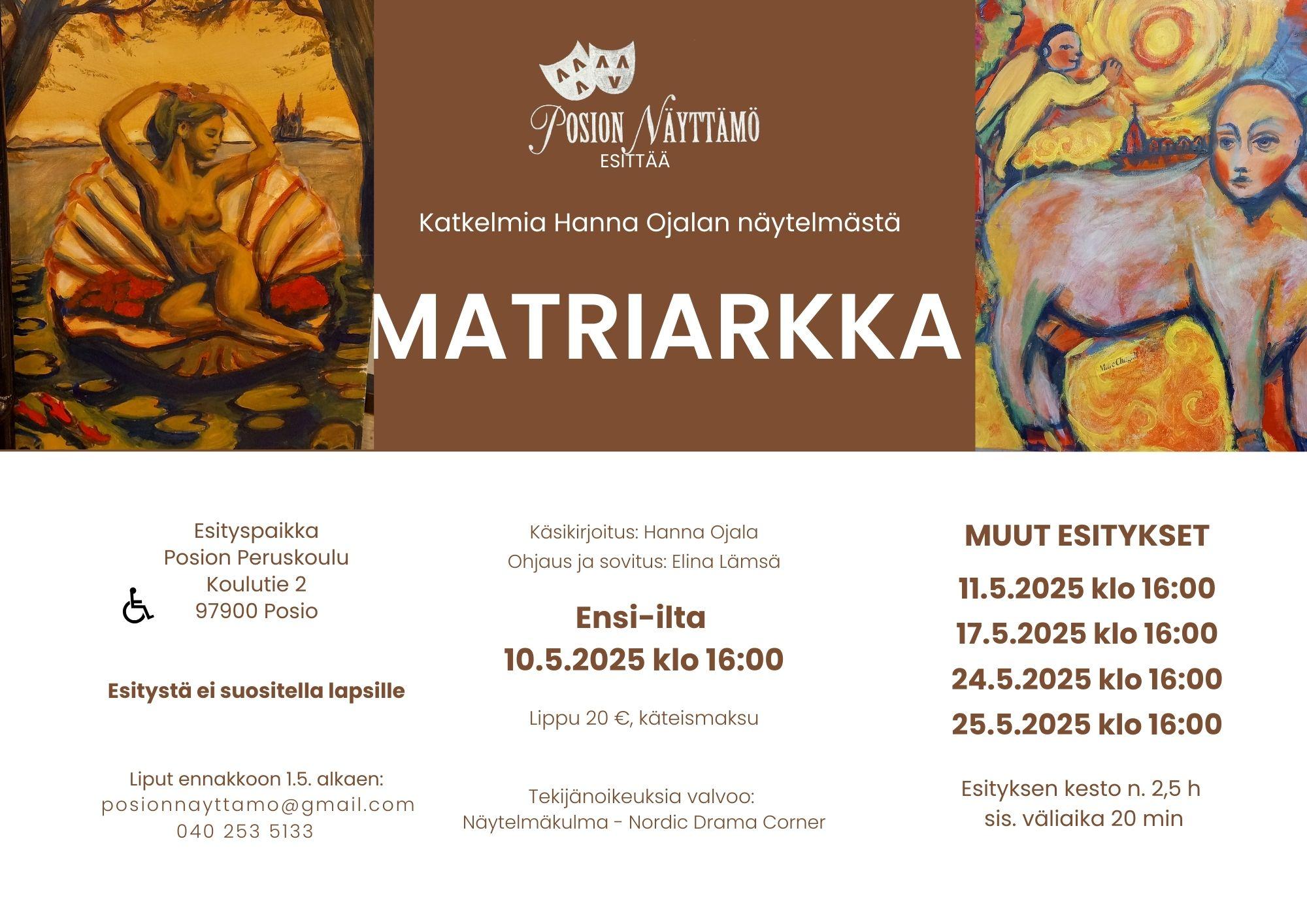 Katkelmia Hanna Ojalan näytelmästä Matriarkka - Posion kunta